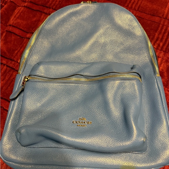 Coach | Bags | Coach Sky Blue Leather Backpack | Poshmark